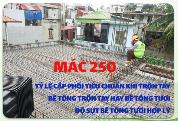 Định mức cấp phối bê tông mác 250 theo tiêu chuẩn BXD